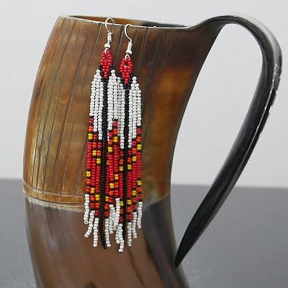 Boutique | Jewelry | Long 45 White Turquoise Blue Beaded Fringe ...